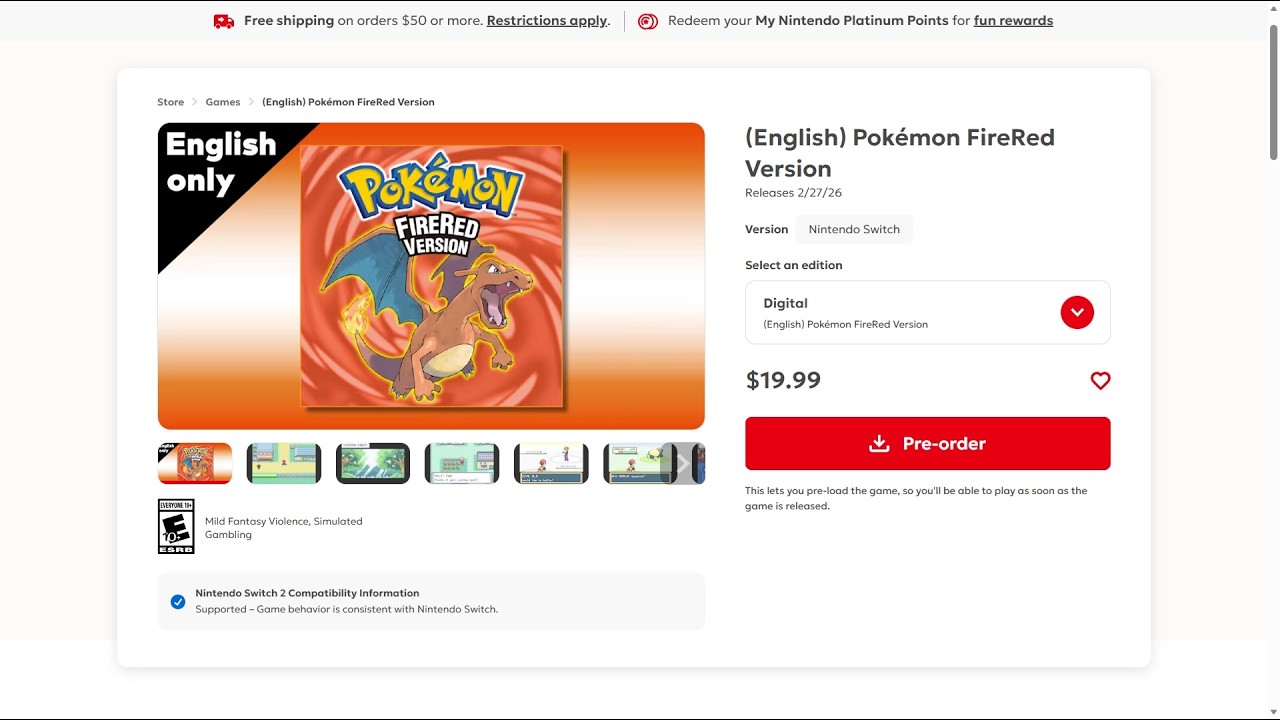 Live reaction to Fire Red Pre-Order on the Eshop - YouTube