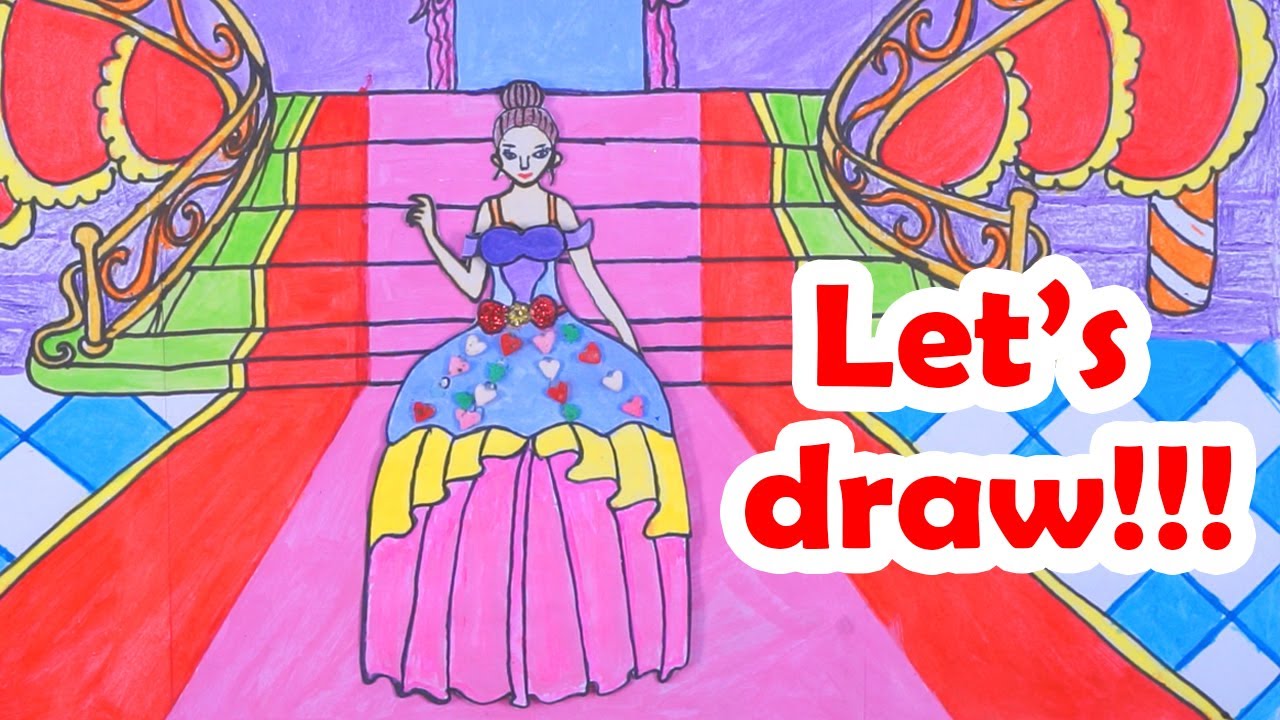 Draw and Coloring the STAGE AREA of a Fashion Show - YouTube