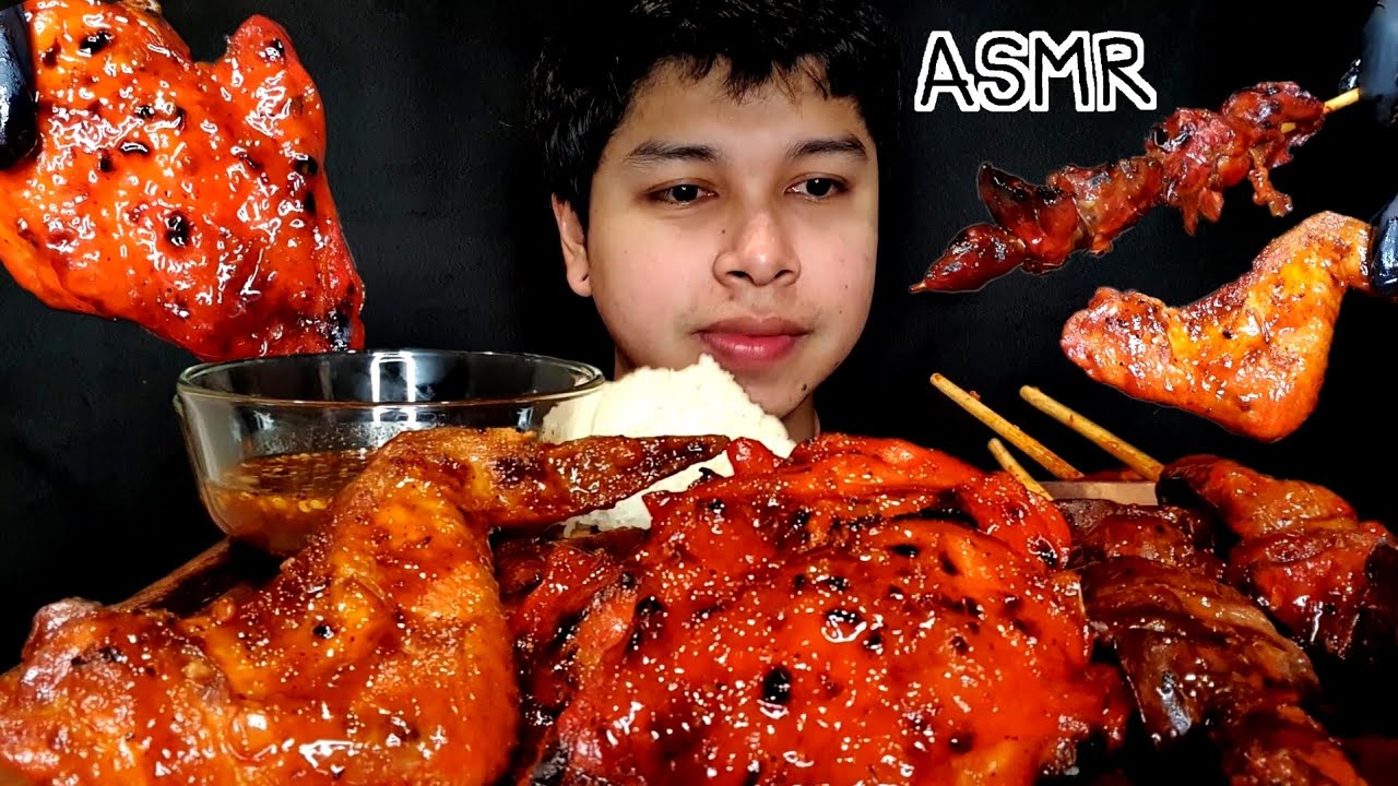 ASMR - GRILLED CHICKEN กินไก่ย่าง+ข้าวเหนียว ( EATTING SHOW ) | Z.Skin ...