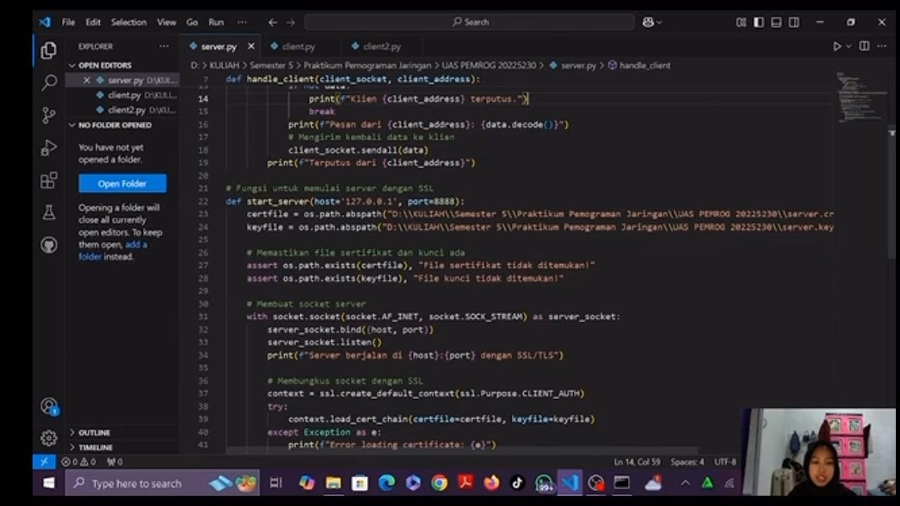 Program sederhana berbasis client server multithreading dengan menggunakan keamanan SSL - YouTube