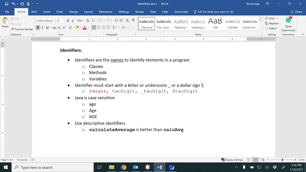 Identifiers in Java - YouTube