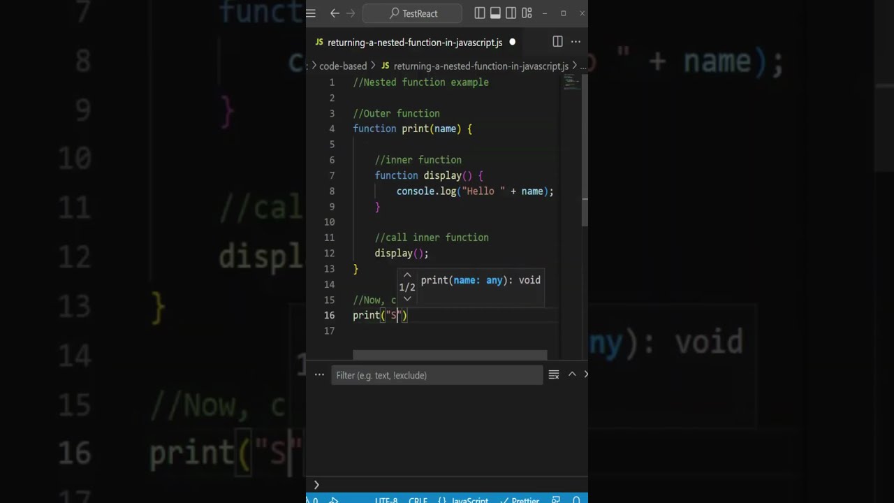 Return A Nested Function In JavaScript YouTube Return A Nested Function In JavaScript YouTube