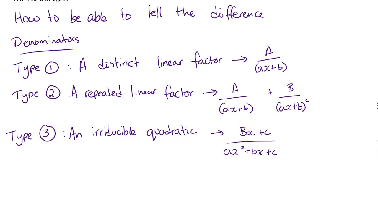 Partial Fractions how to tell the difference - YouTube
