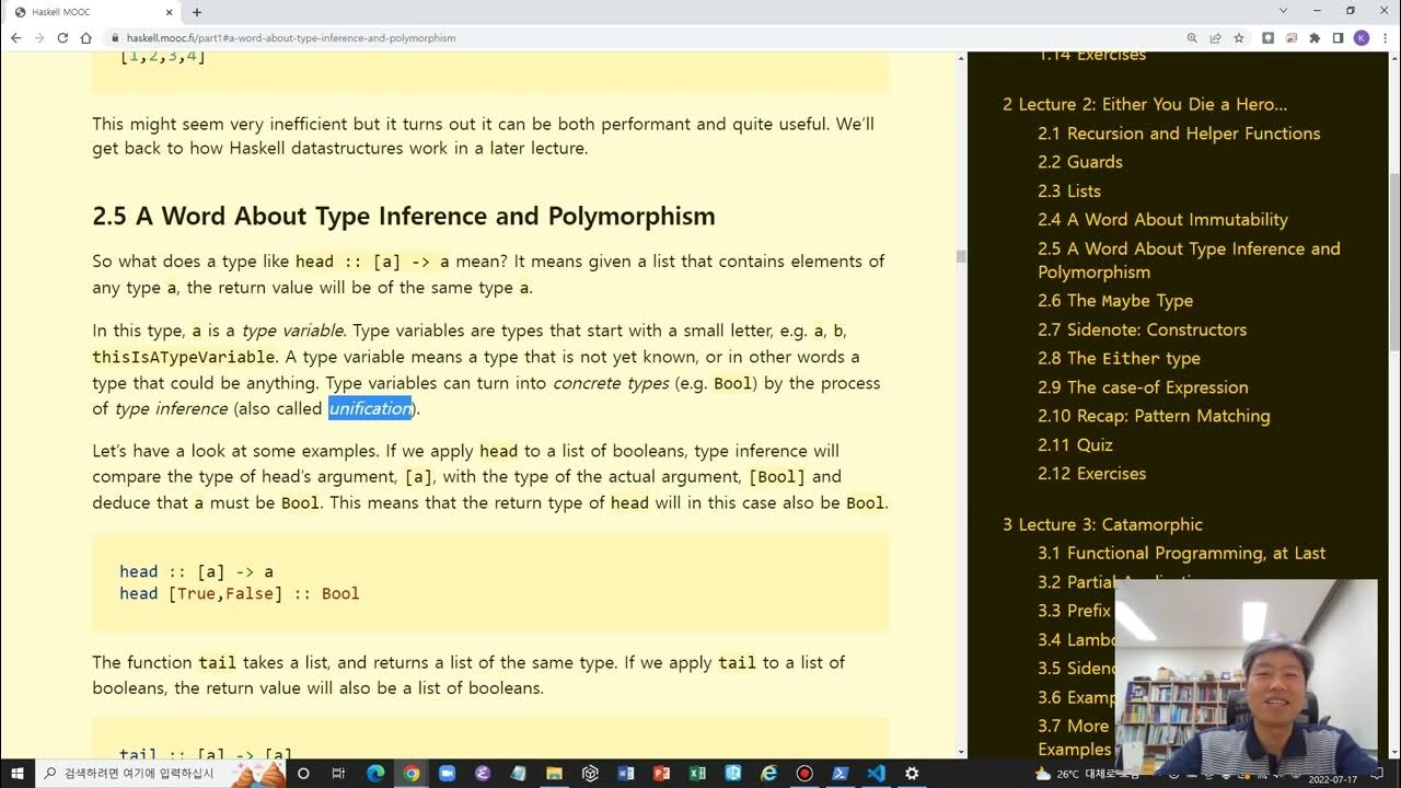 haskell mooc part1 lecture2 2 5 A Word About Type Inference and Polymorphism - YouTube