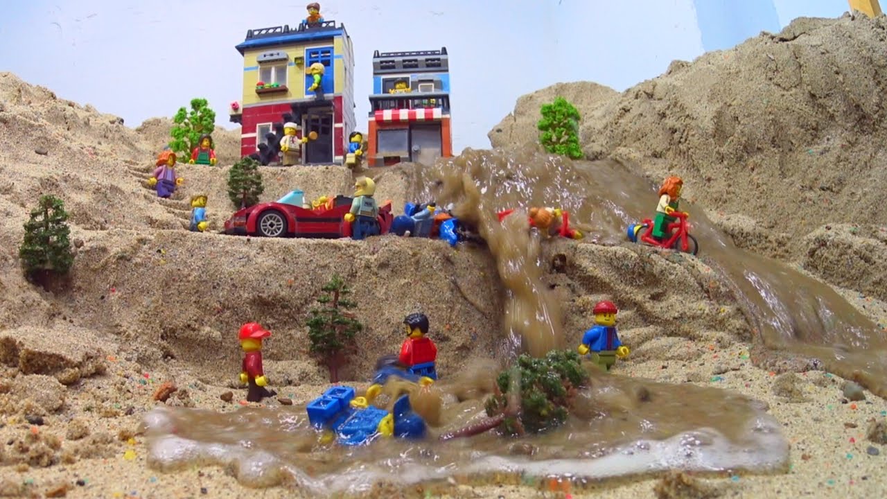 Lego City Dam Breach - Lego Town Flood Disaster - YouTube