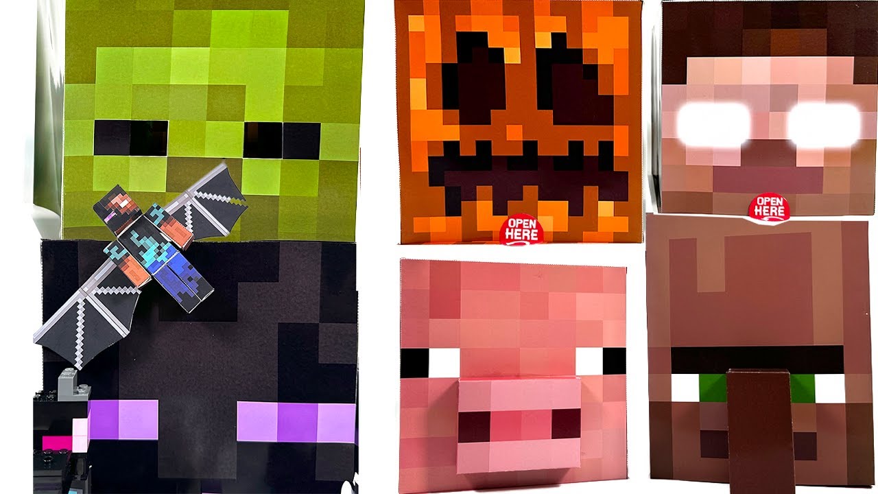 Making LEGO MINECRAFT BLIND BAG BOX COMPILATION 2022-2024 💚paper diy ...