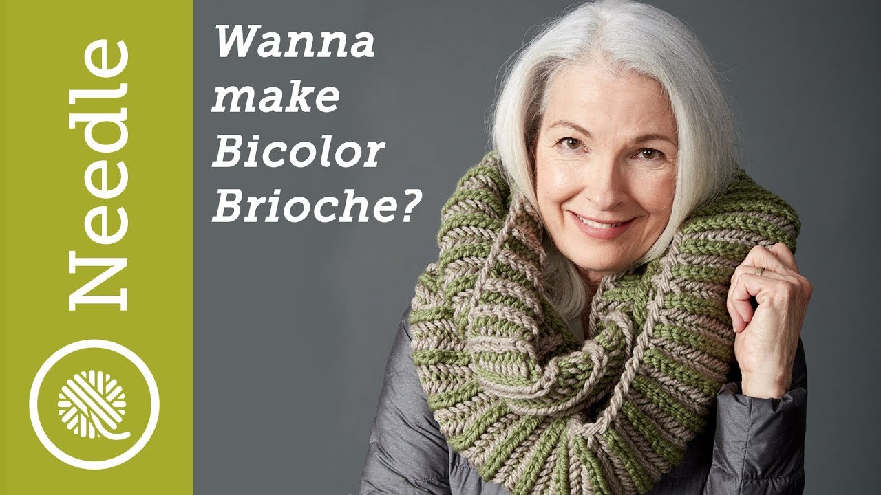 How to Make a Gorgeous but Simple Knit Bicolor Brioche Cowl (CC) - YouTube