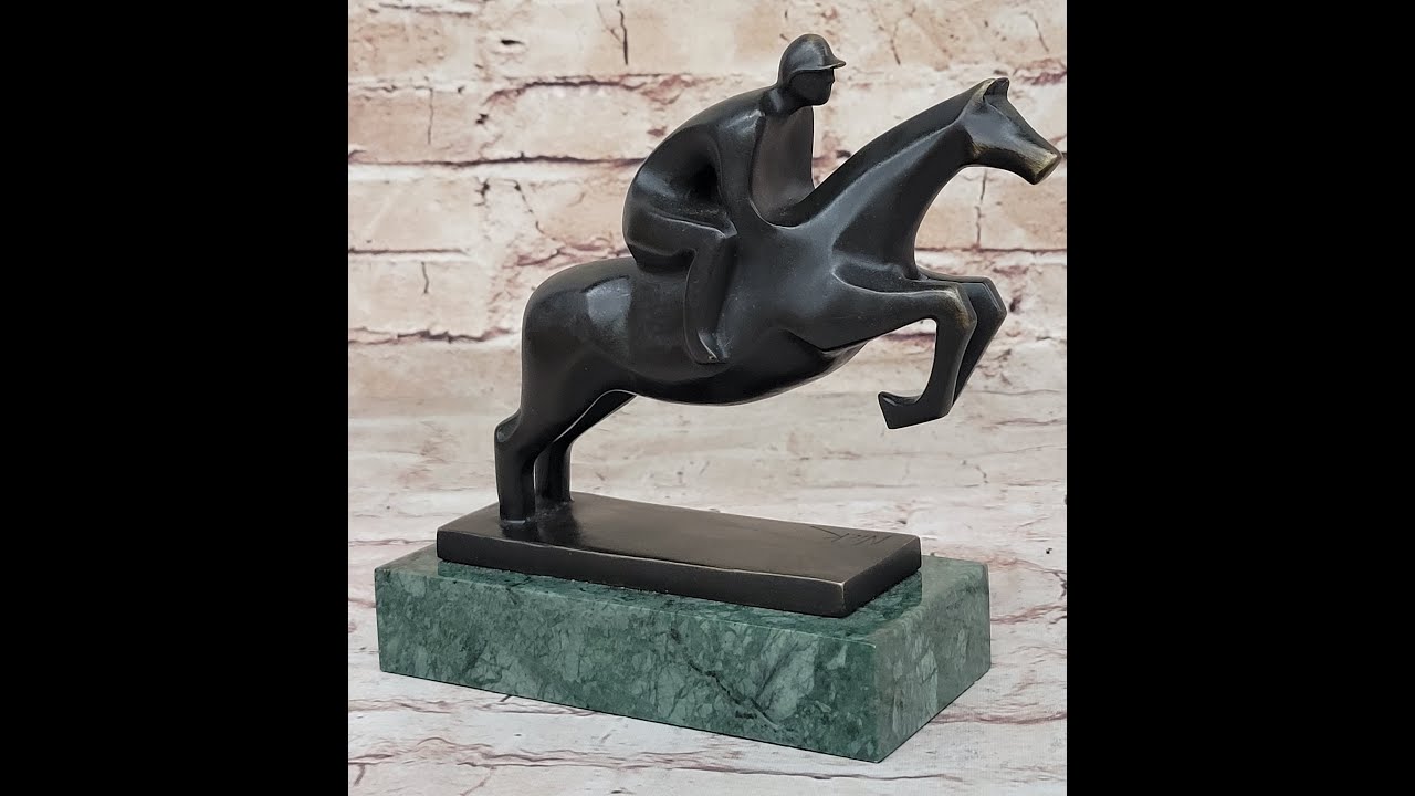 Signed Original Mario Nick Sport Jockey on Horse Bronze Sculpture ...