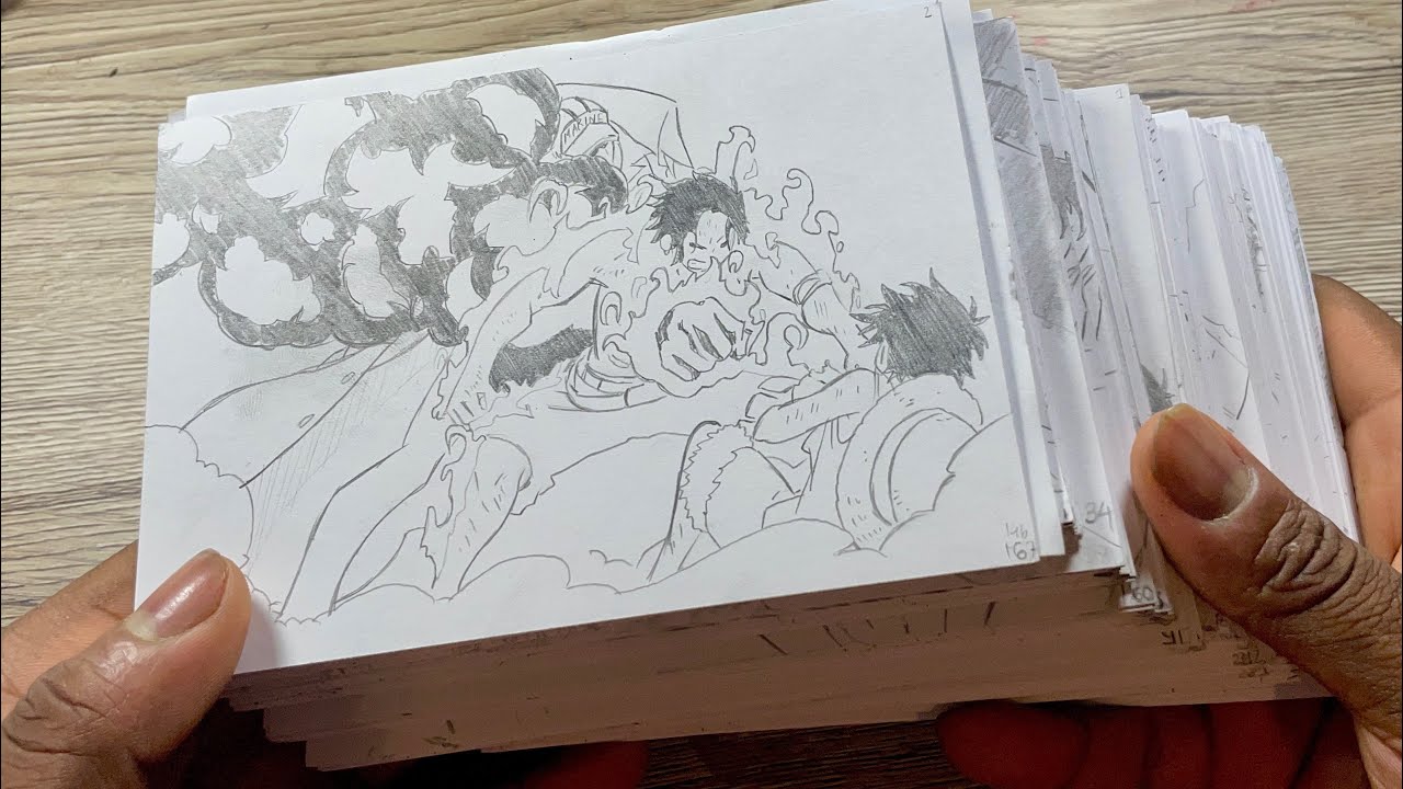[400 Drawings] ONE PIECE Ace Death FLIPBOOK ANIMATION - YouTube