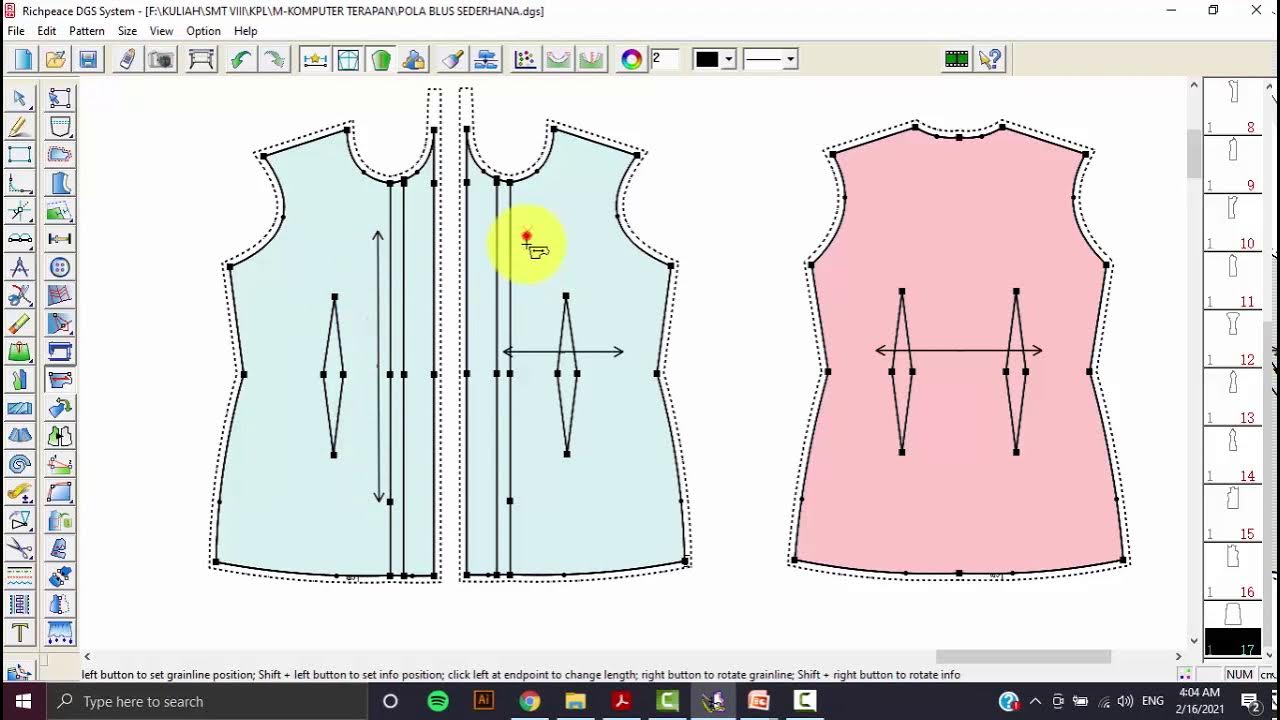 Tutorial Membuat Pola Blus Digital Menggunakan Aplikasi Richpeace - YouTube