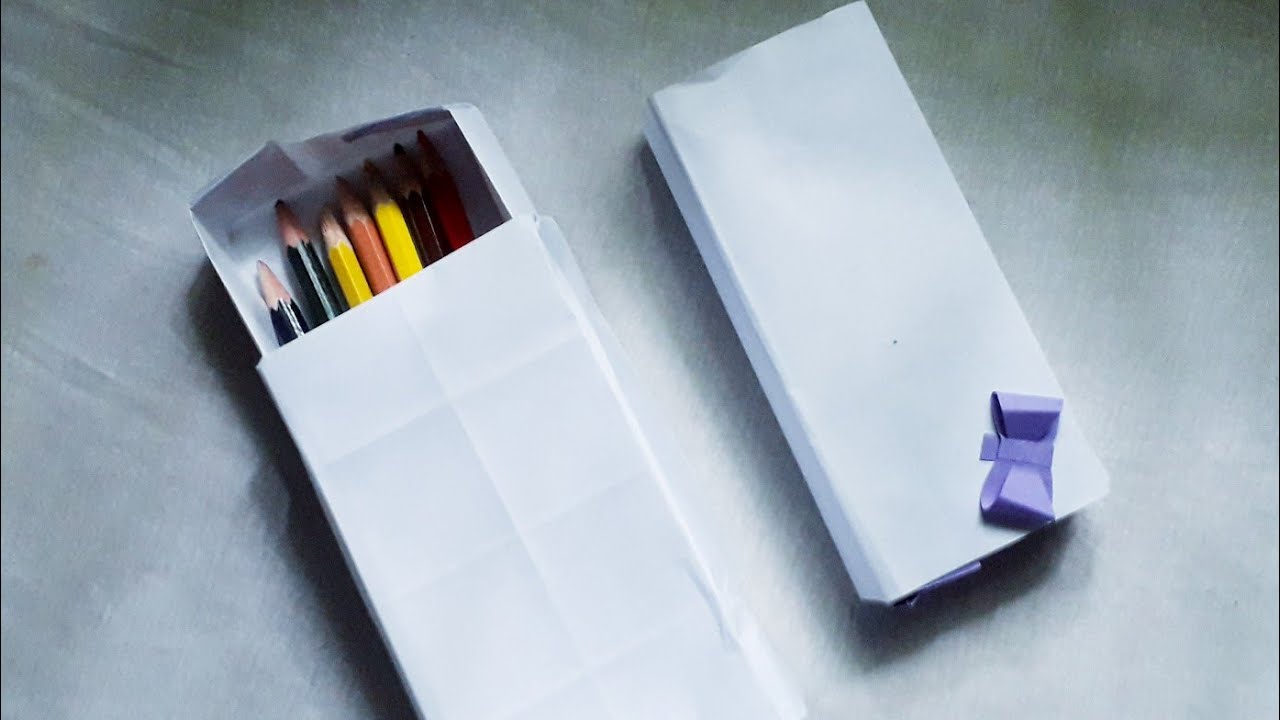 How To Make A Paper Pencil Box | Diy paper pencil box idea| easy ...