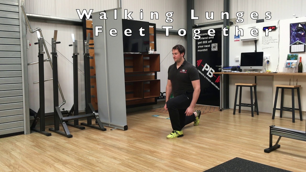Walking Lunges Feet Together - YouTube