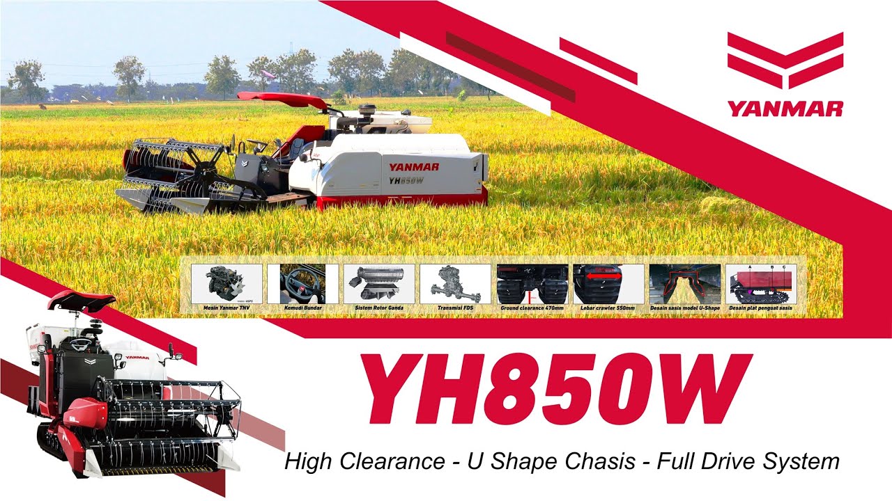 New Combine Harvester Yanmar YH850W - YouTube