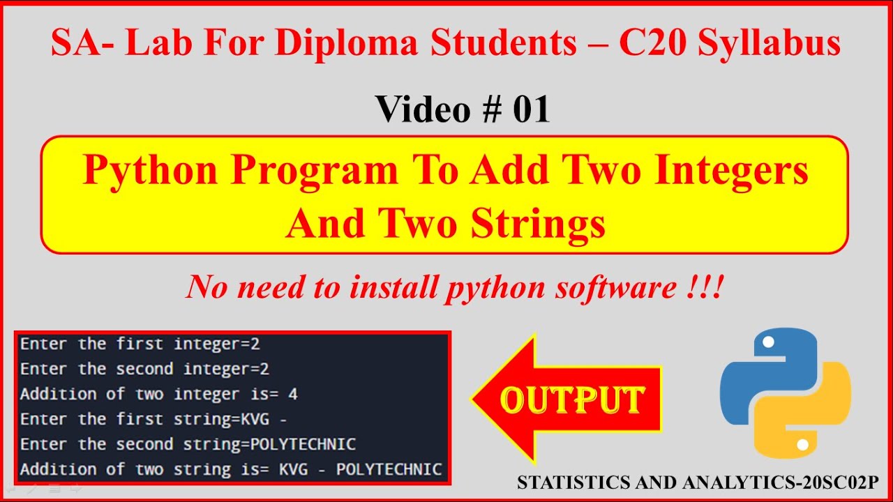How To Write Python Program To Add Two Integers And Two Strings SA