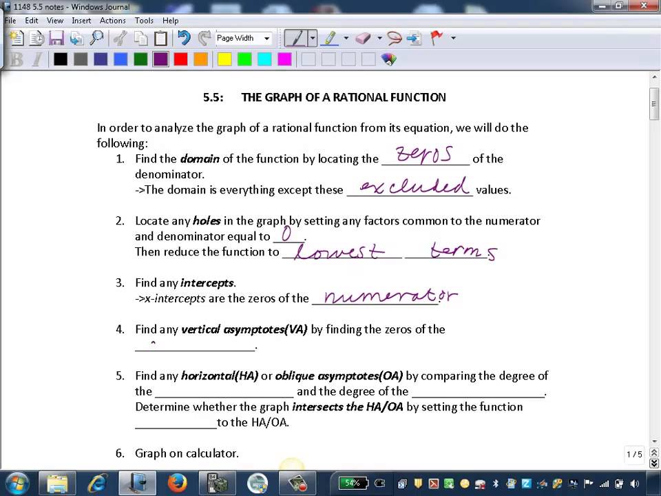 Graphing Rational Functions Steps - YouTube