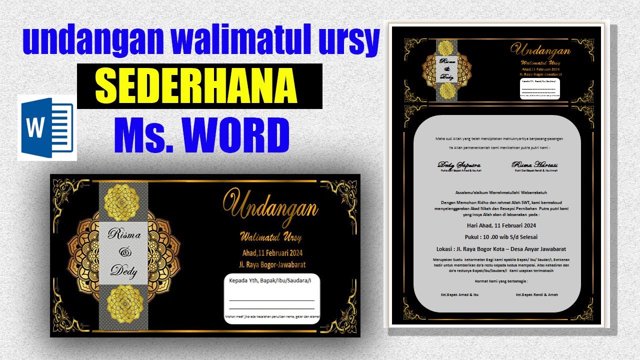 Undangan Walimatul Ursy Ms Word - YouTube