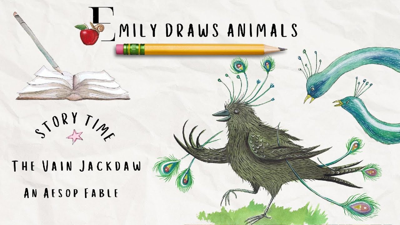 'The Vain Jackdaw' an Aesop Fable by Emily Draws Animals - YouTube