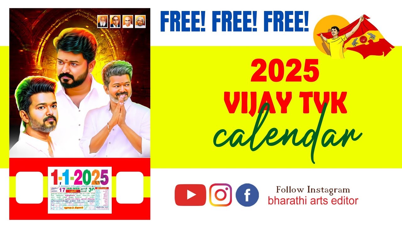 2025 Calendar free psd file / tvk psd file free / Vijay free png file ...