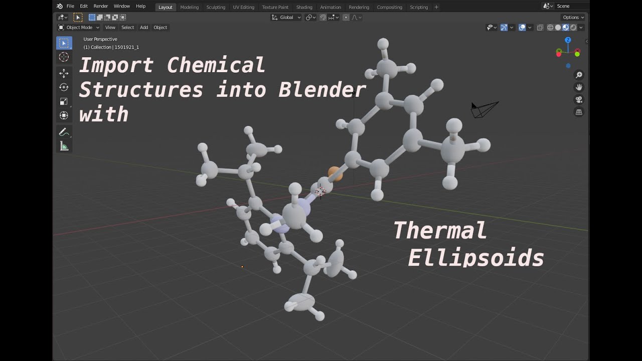 Import Chemical Structures into Blender with Thermal Ellipsoids - YouTube
