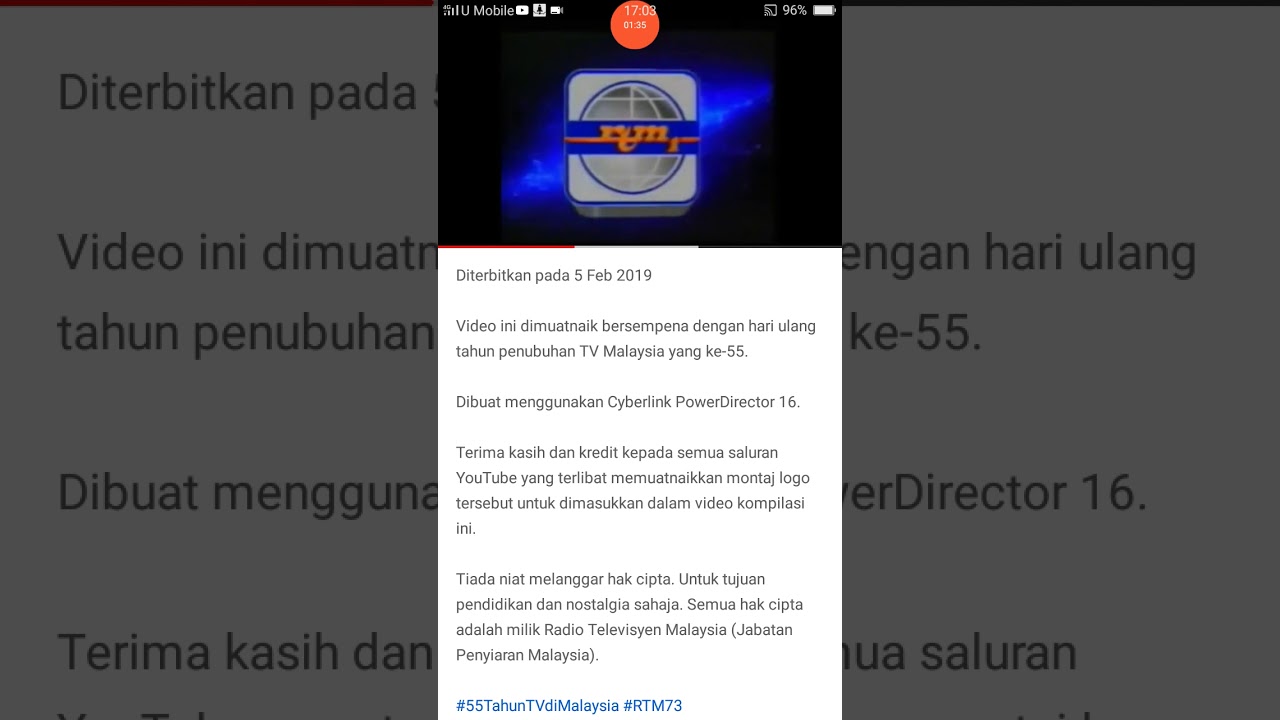 Logo RTM TV1 1963-2019 - YouTube