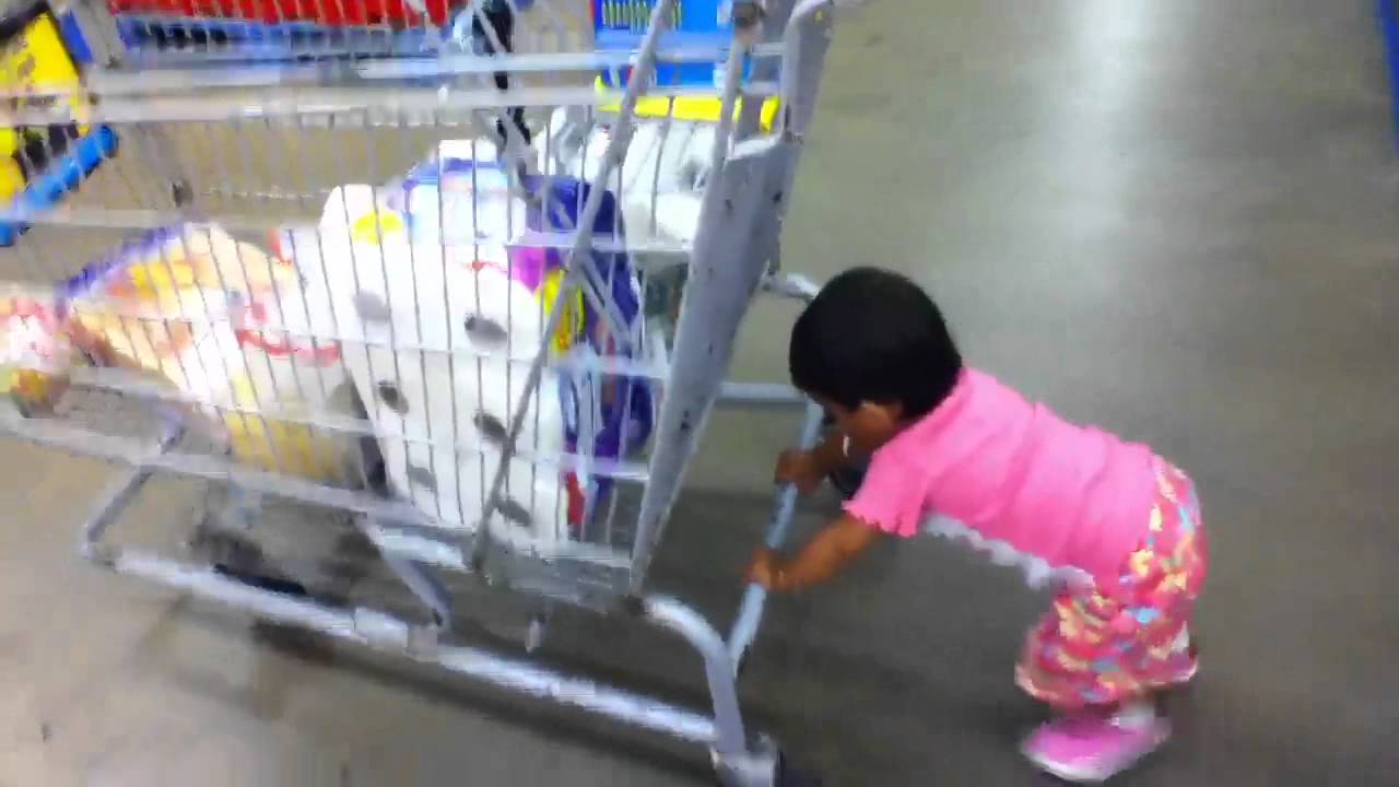Baby pushing cart ! - YouTube