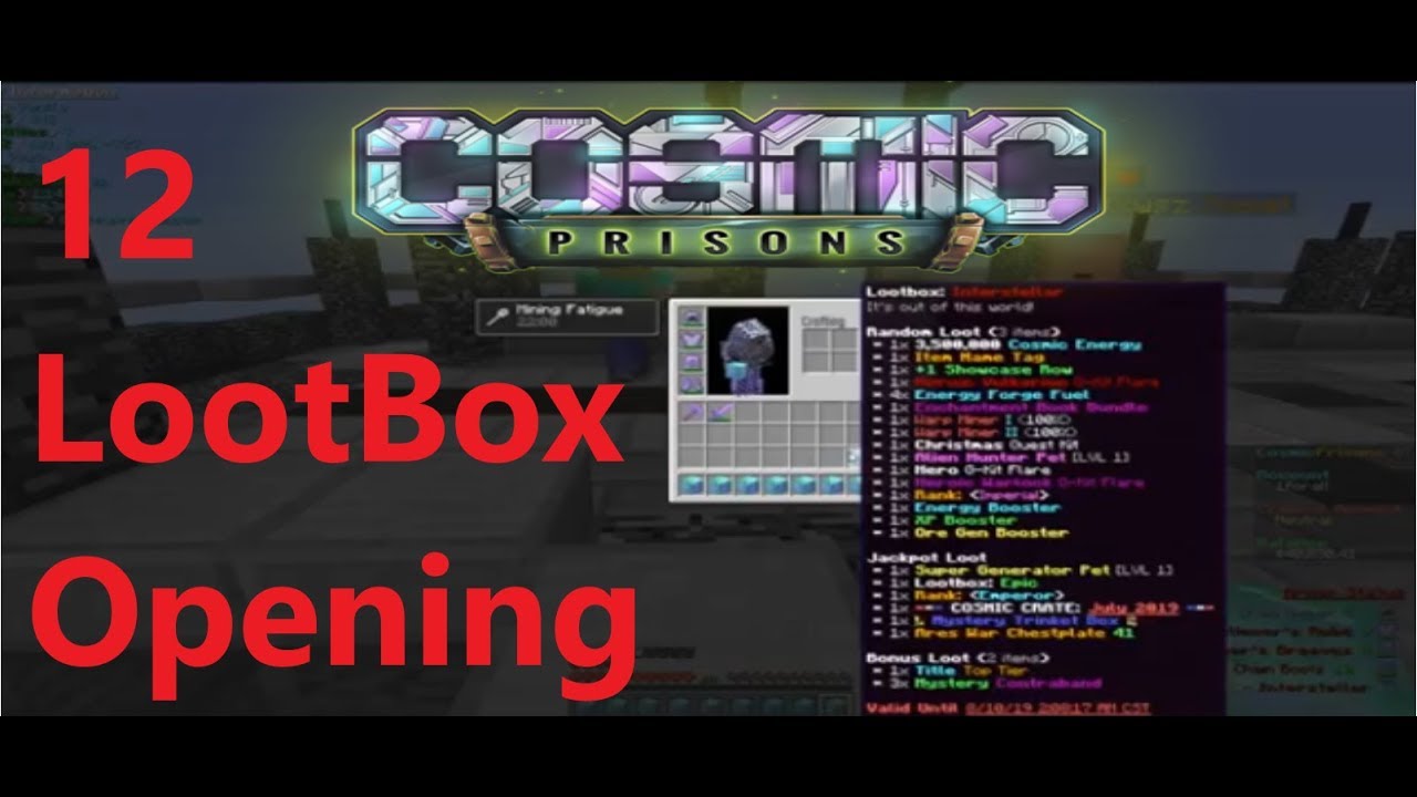Cosmic Prisons Opening 12 LootBoxes+ New Update - YouTube