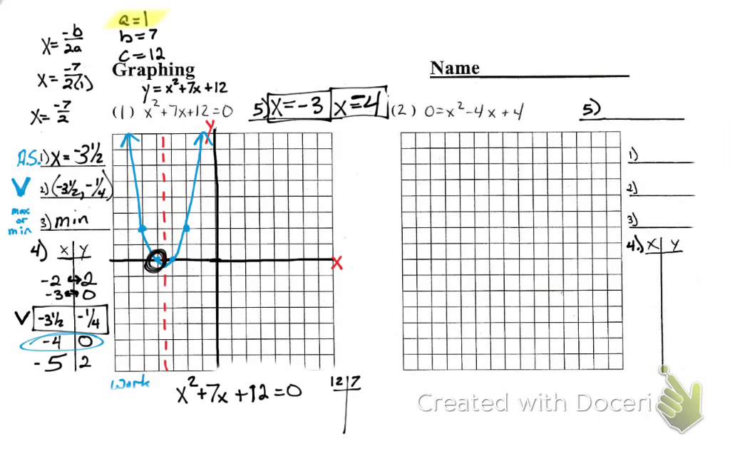 Graphing Quadratic functions (part 2) - YouTube