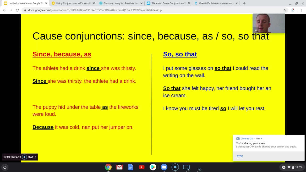 Place and Cause Conjunctions - YouTube