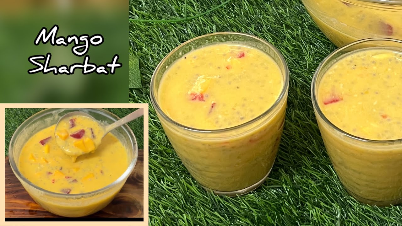 Mango Sharbat | summer special Mango custard drink | Mango custard ...
