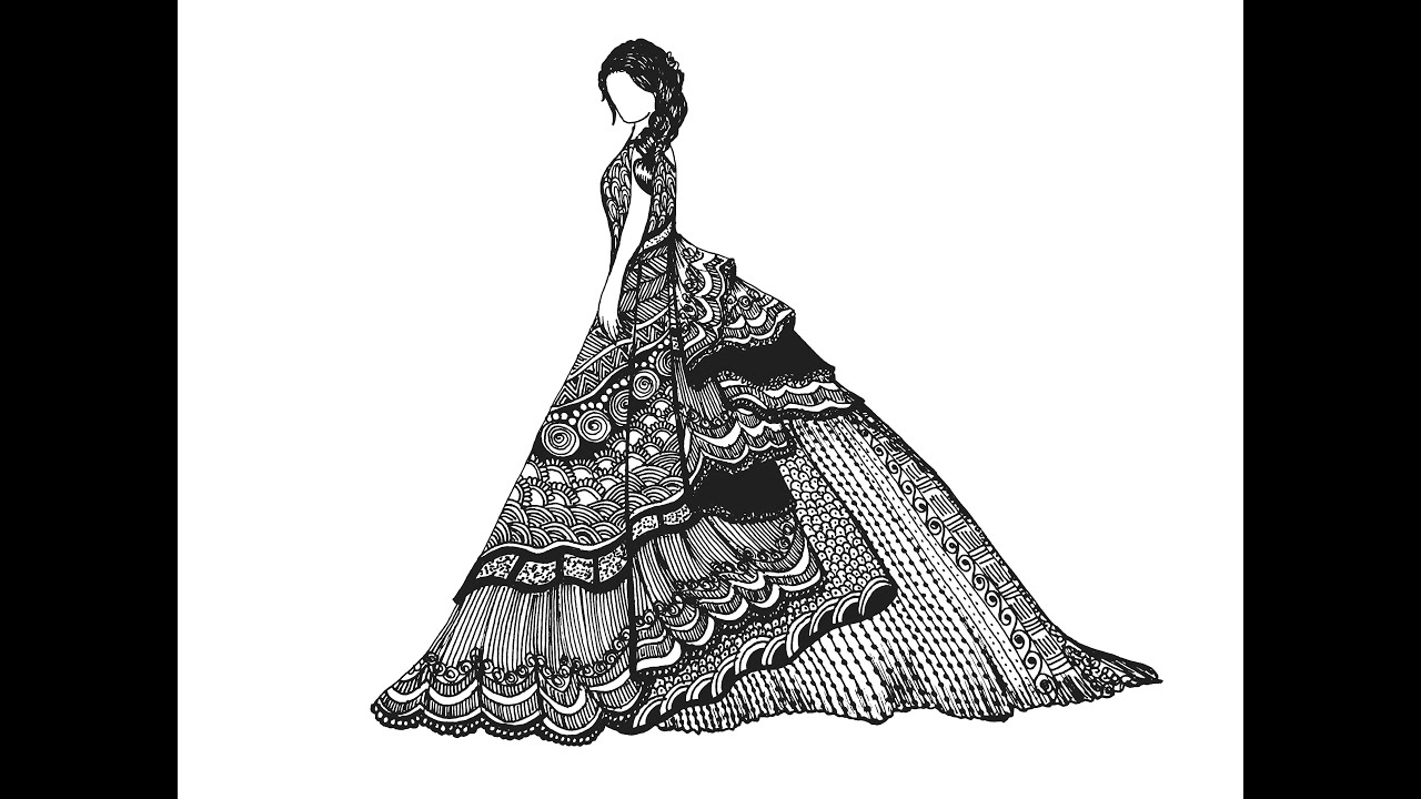 Mandala Gown | Doodle Art | Zentangle Art | Step by Step | Fashion ...