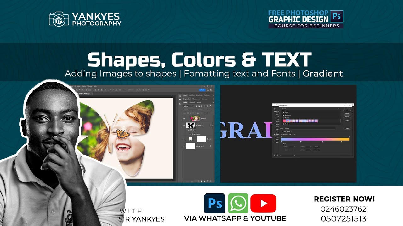 SHAPES AND TEXT IN ADOBE PHOTOSHOP - YouTube