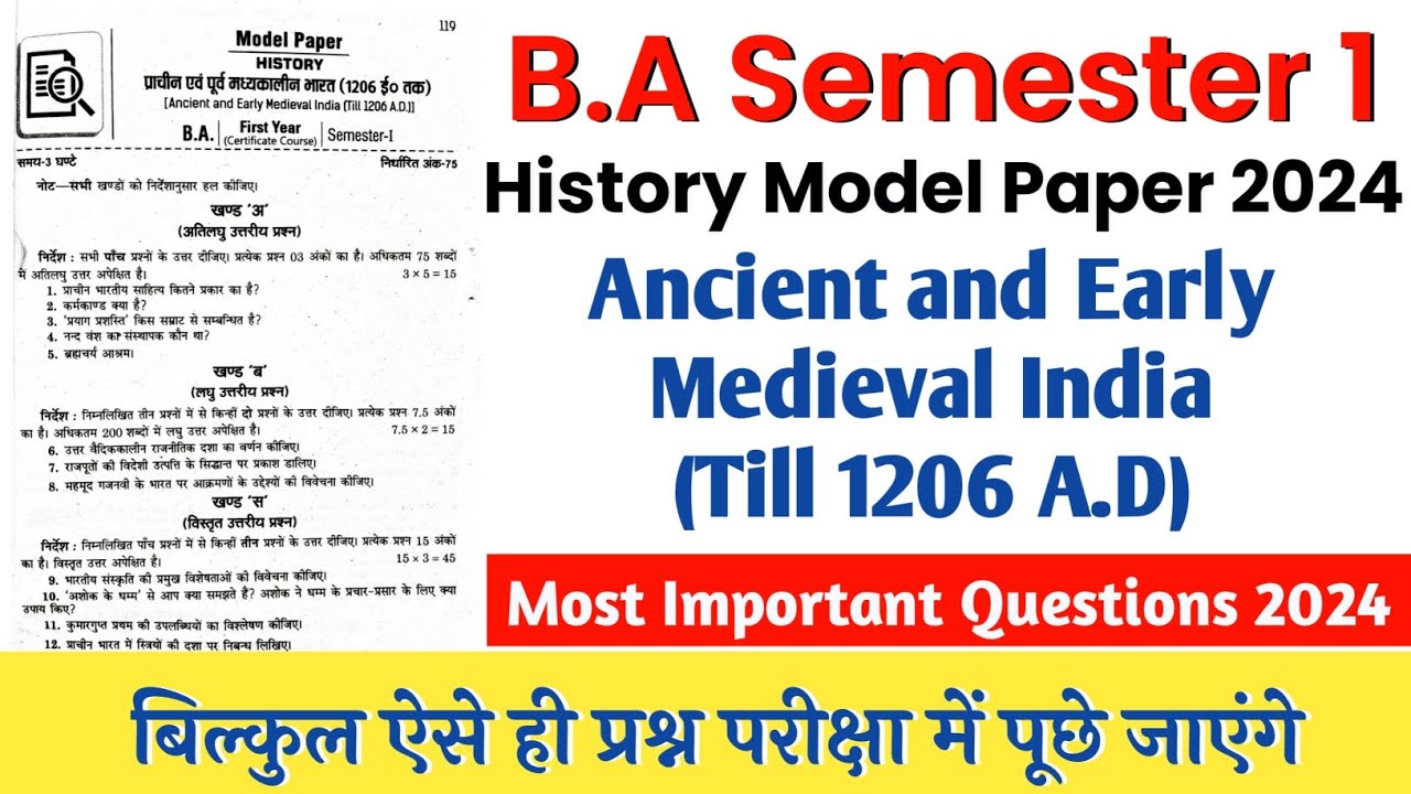BA Semester 1 History ( Ancient and Early Medieval India Till 1206 A.D ...