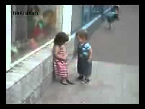 little boy try to kiss girl   YouTube