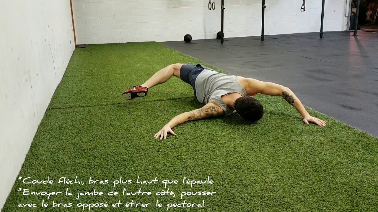 Scorpion pec stretch - YouTube