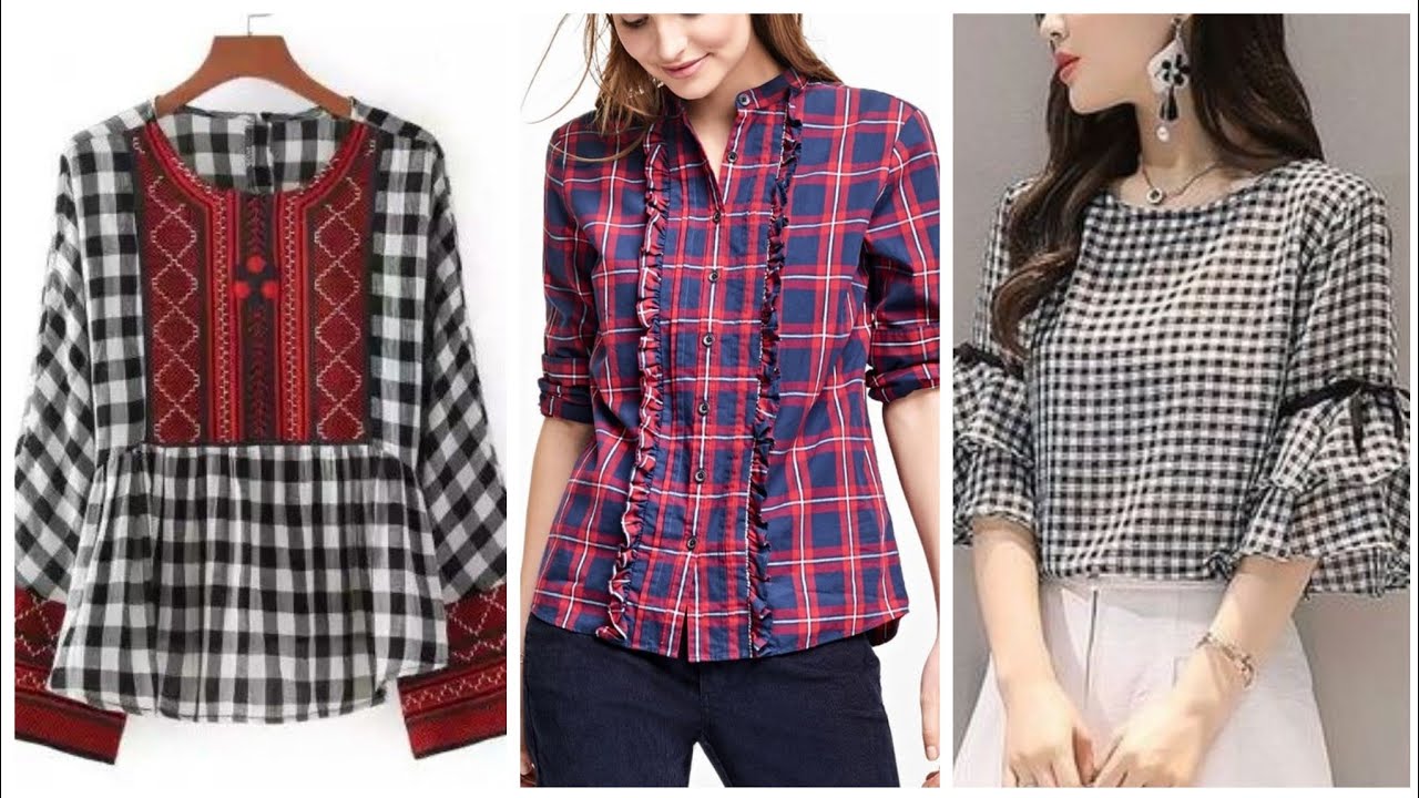 Outstanding Trendy Check Pattern Cotton And Chiffon Blouse Designs And ...
