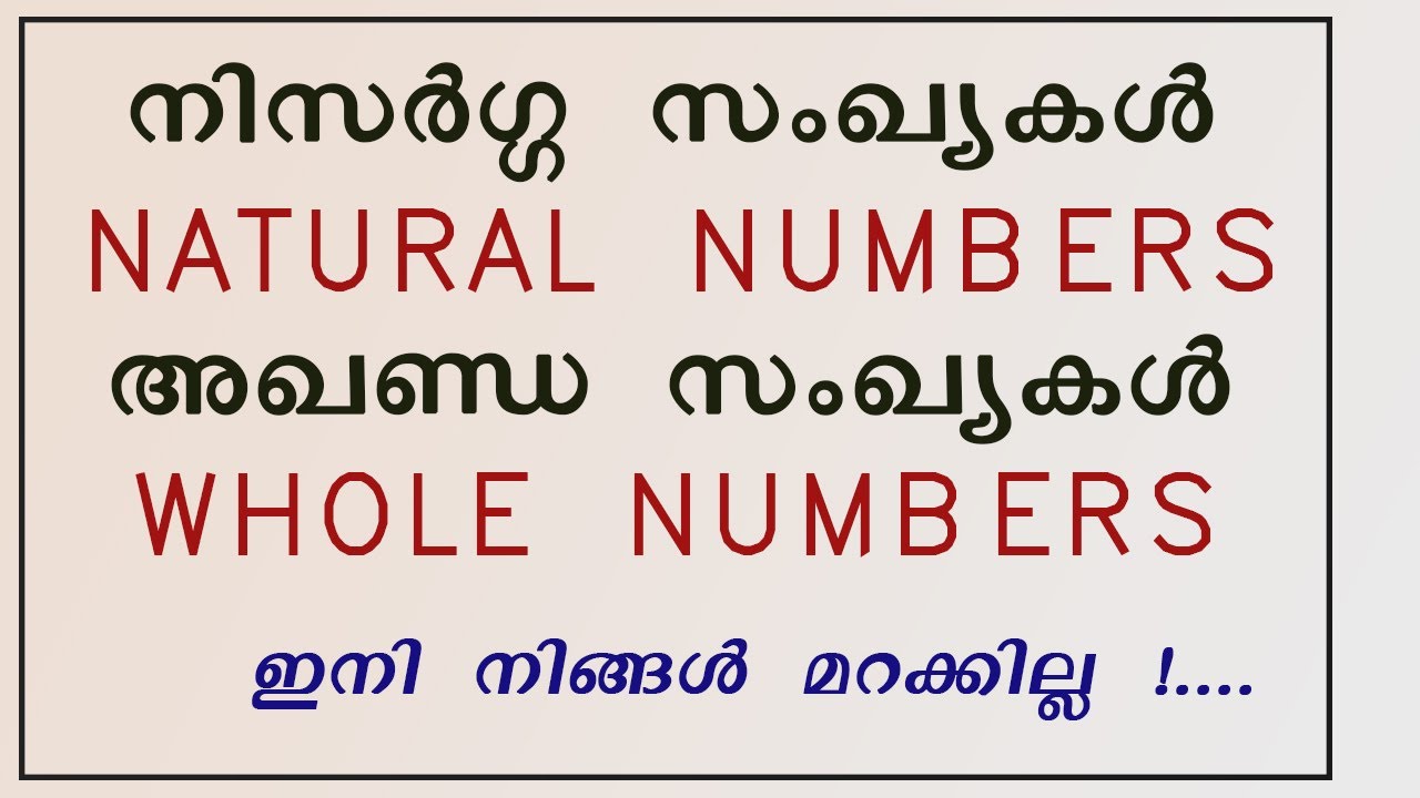 Natural Numbers and whole numbers Malayalam I PSC MATHS - YouTube