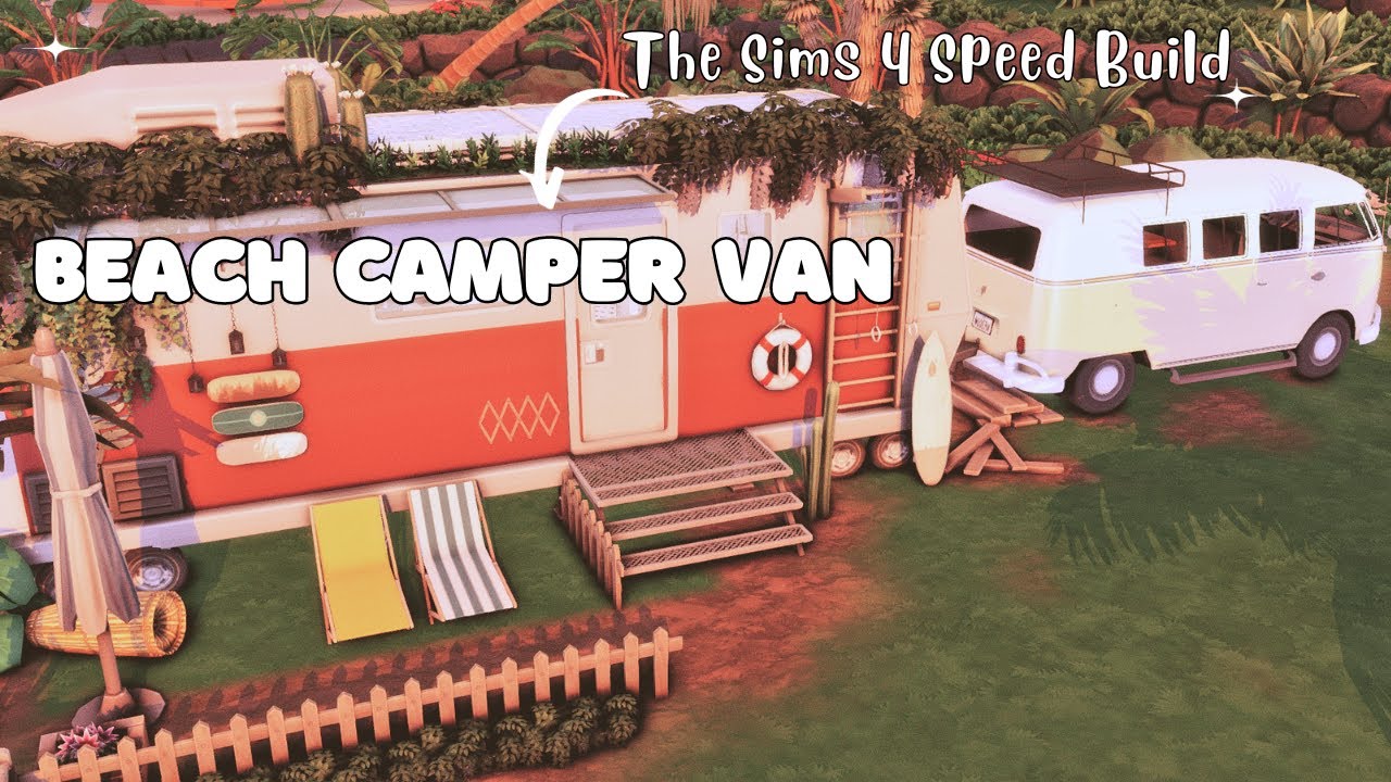 Beach Camper van In Sulani | Sims 4 cc speed build - YouTube