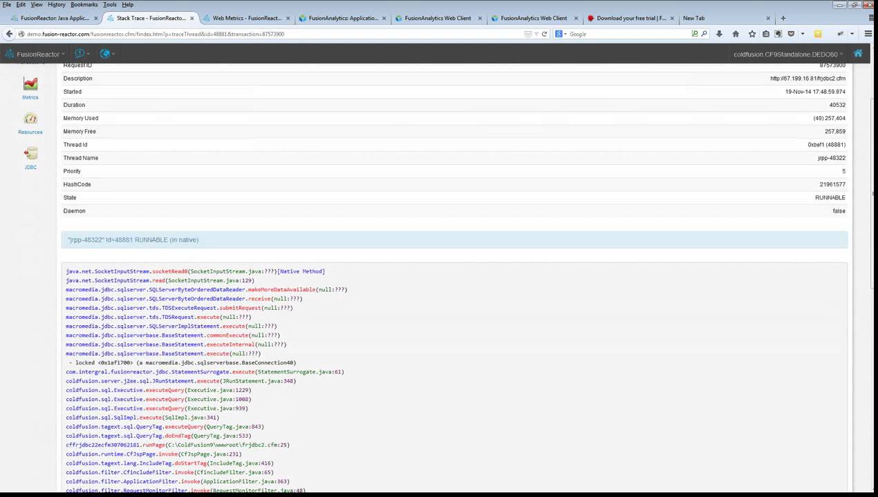 Fusionreactor Java Server Monitor Digging Into Long Running Requests High Memory And Sessions