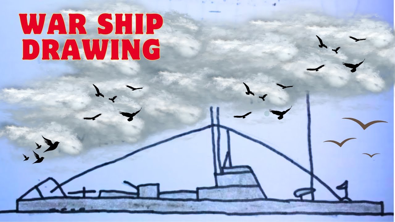 ☄️WAR SHIP DRAWING FOR KIDS ! EASY &SIMPLE WAR SHIP DRAWING FOR KIDS ...