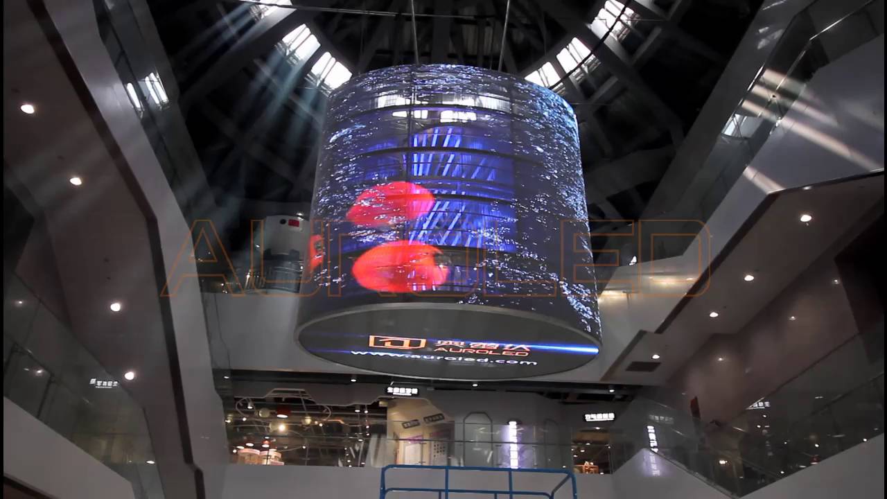 Oval transparent LED display project from AUROLED - YouTube