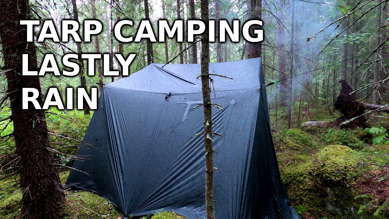 Walk into the forest, set up tarp and wait for the rain :-) - YouTube