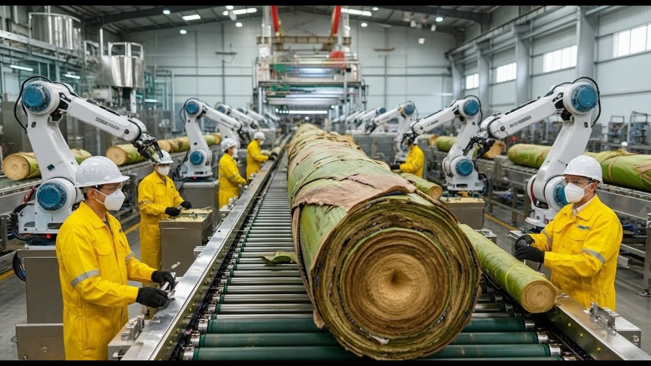 Inside a Massive High-Tech Banana Stem Factory | How Banana Fiber Is ...