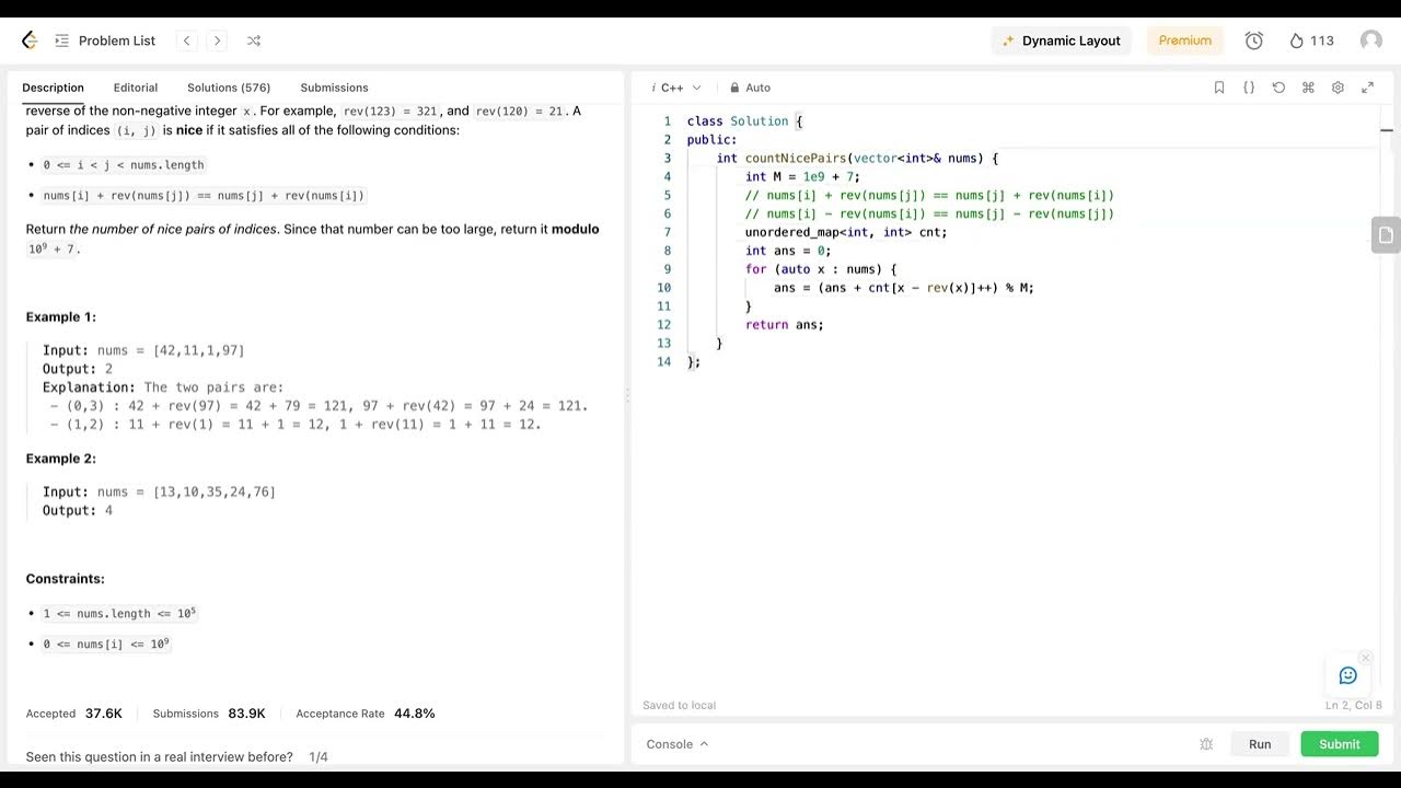 Leetcode November Daily Day 21 1814 Count Nice Pairs In An Array Youtube