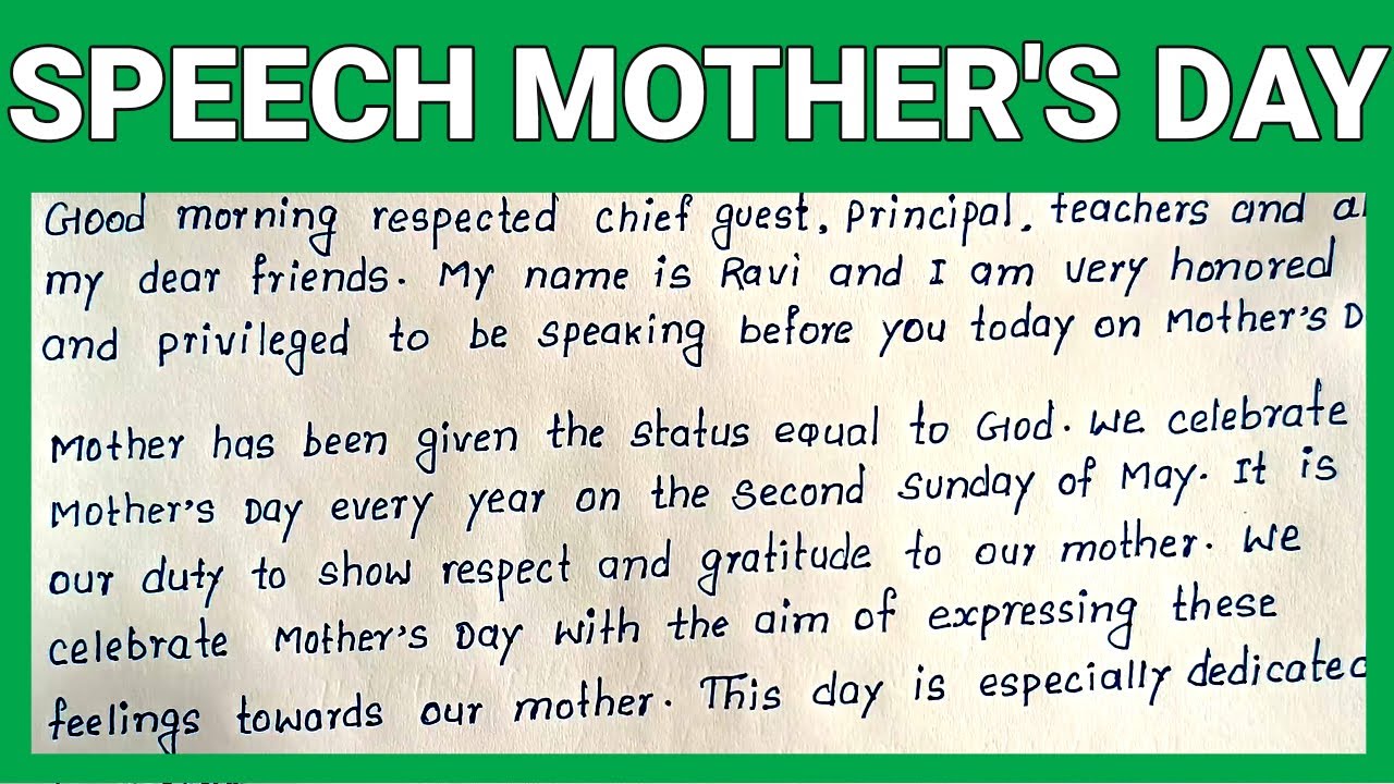 Write English Speech on Mother's Day | Best Simple English Speech on ...