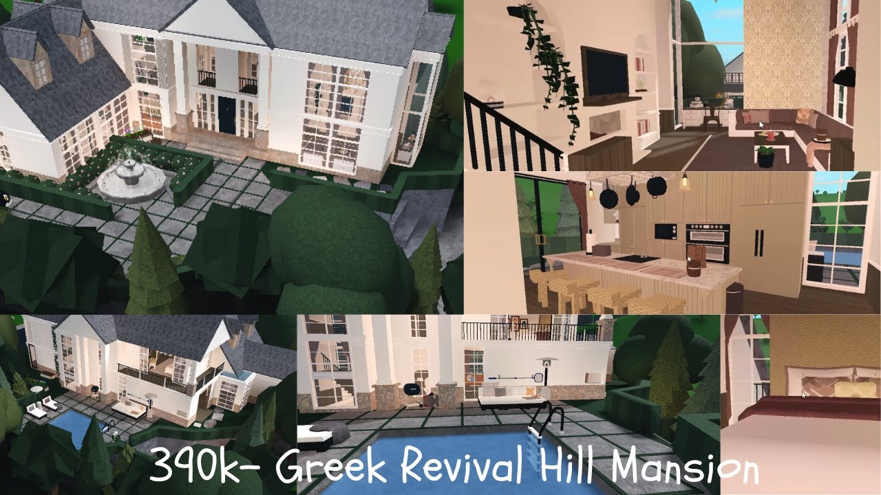 390k- Greek Revival Hill Mansion Tour! (Roblox Bloxburg) - YouTube