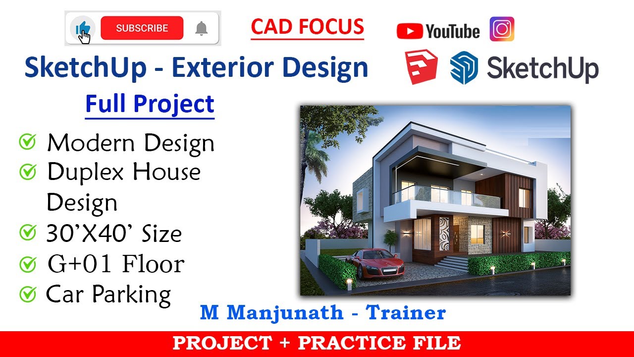 Sketchup Full Project | Modern House Design in Sketchup | Exterior ...