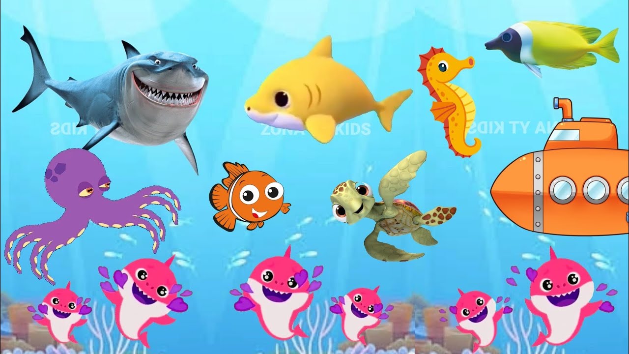 Baby Shark Kids Song Show under Seaworld, Dolphin octopus Nursery ...