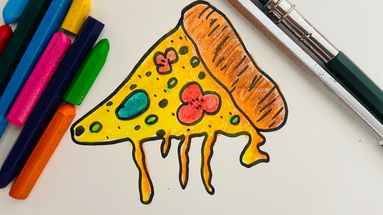How to draw a Pizza || Easy pizza drawing #drawing #kidsdrawing #pizza ...