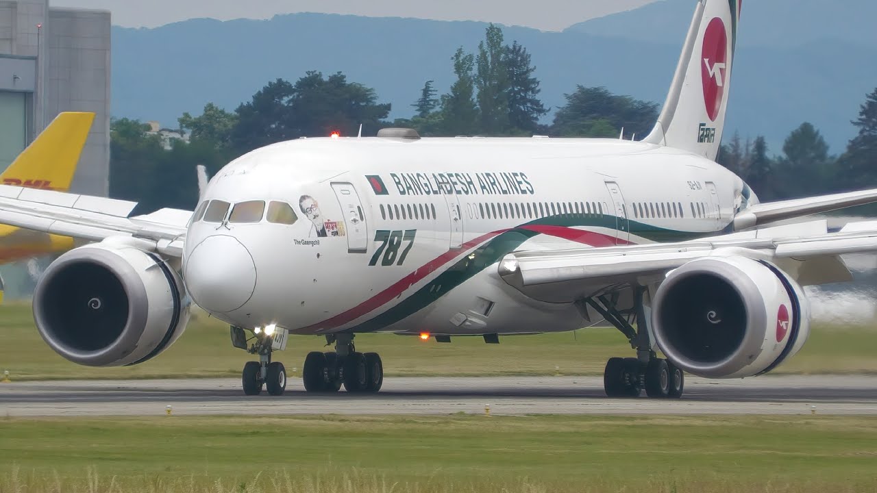 4K | *RARE* Biman Bangladesh Boeing 787-8 Dreamliner landing & takeoff ...