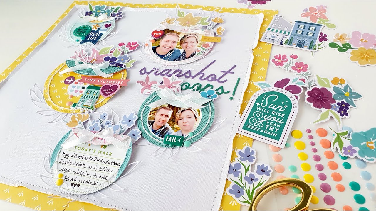 Flowers filled pockets on a layout using Keeping it real with Anett ...